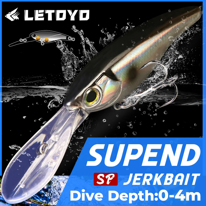 LETOYO Suspending Minnow 3.8g 6g 10g 0-4m Depth Deep Dive Artificial ...