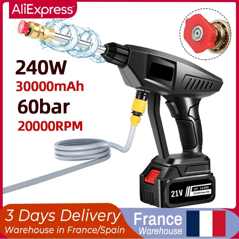 240W-60Bar-Wireless-High-Pressure-Car-Wash-Washer-Gun-30000mAh-Portable ...