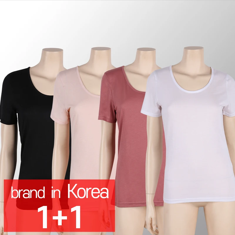 2-piece-set-Women-s-Lenzing-Modal-inner-T-shirt-Soft-shirt-short-sleeve ...