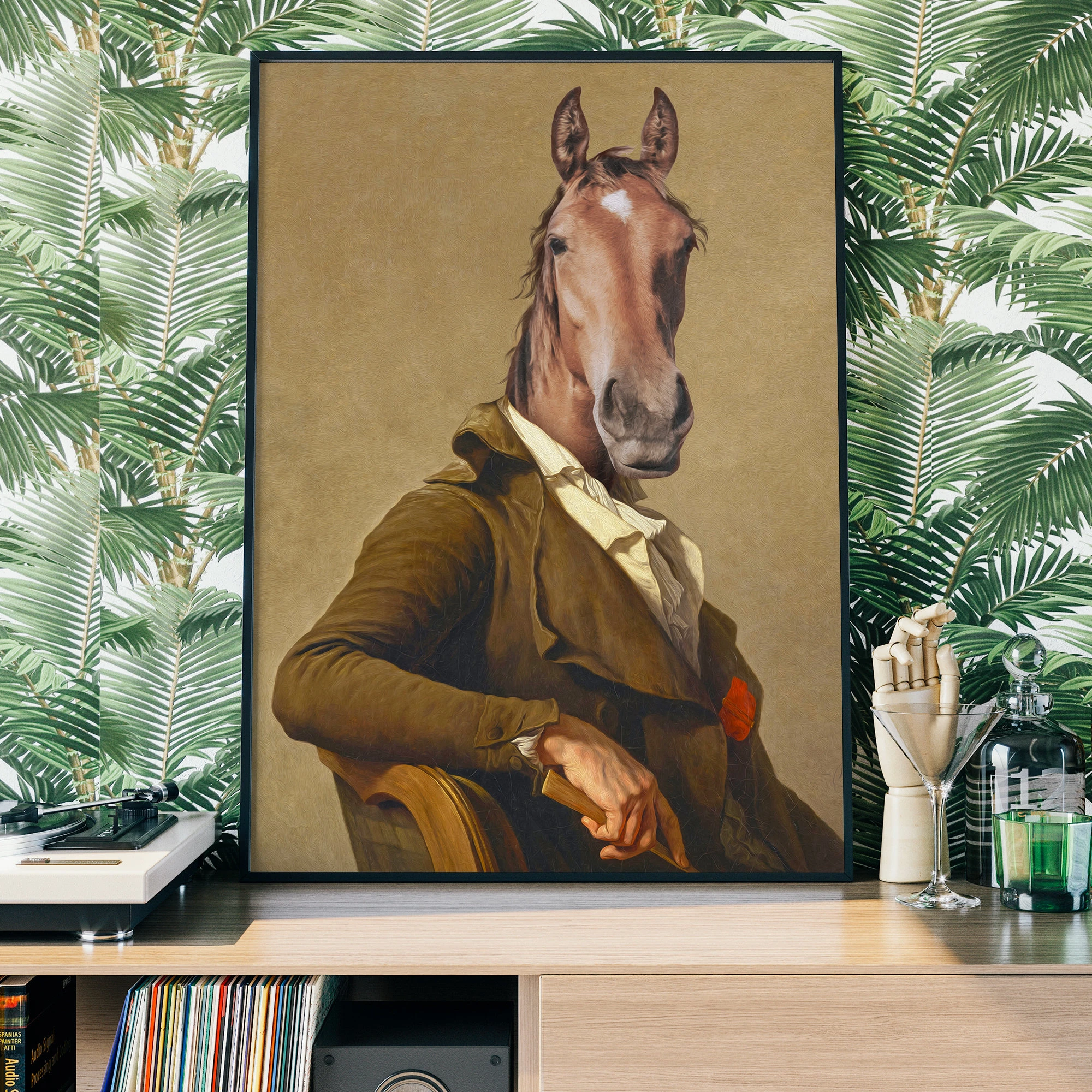 Horse Vintage Portrait Poster Print Canvas Wall Art Renaissance Animal Head Human Body Painting ...