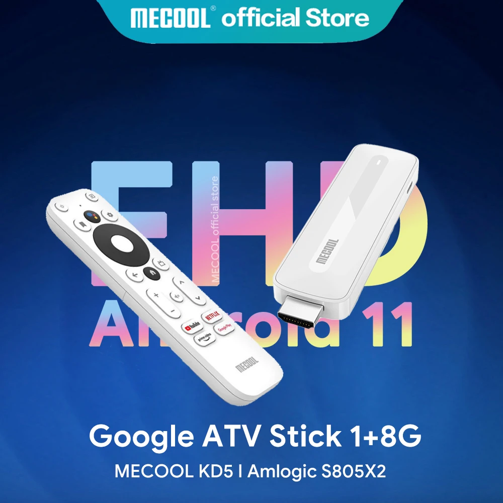 MECOOL 안드로이드 11 TV 스틱 KD5, Amlogic S805X2 BT 5.0 와이파이 2.4G/5G 1 + 8G 구글 인증 초고속 미니 미디어 플레이어 ...