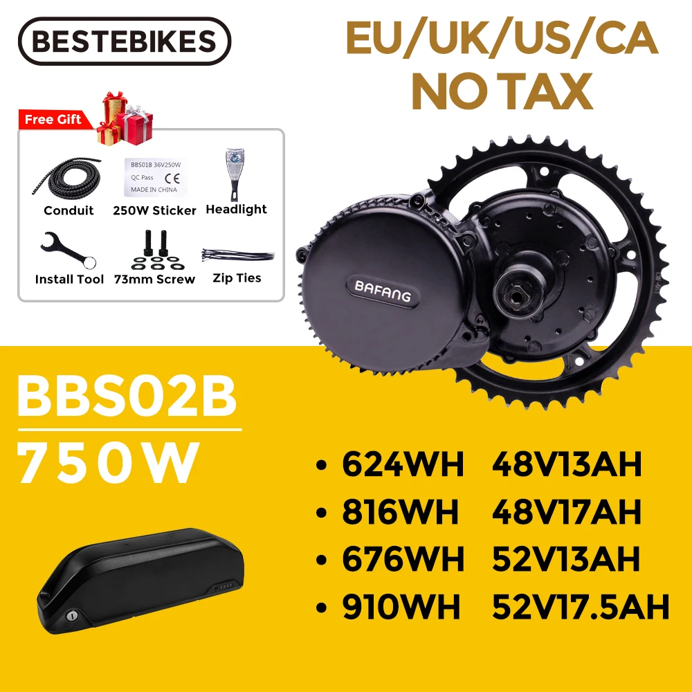 Bafang 48V 750W BBS02B BBS02 Mitte Antrieb Motor 8fun Elektro-bike Motor Conversion Kit 48V 17,5 ...