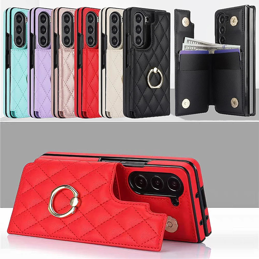 Galaxy-Z-Fold-6-5-4-3-Pretty-Quilted-Color-Leather-Card-Wallet-Dier ...