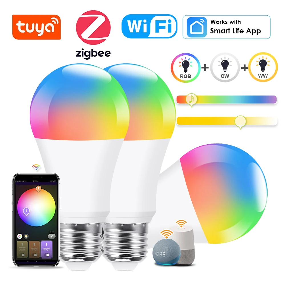 Zigbee-Led-Smart-Light-Bulb-E27-Tuya-Wifi-RGB-Smart-Lamp-RGBCW-Dimmable ...