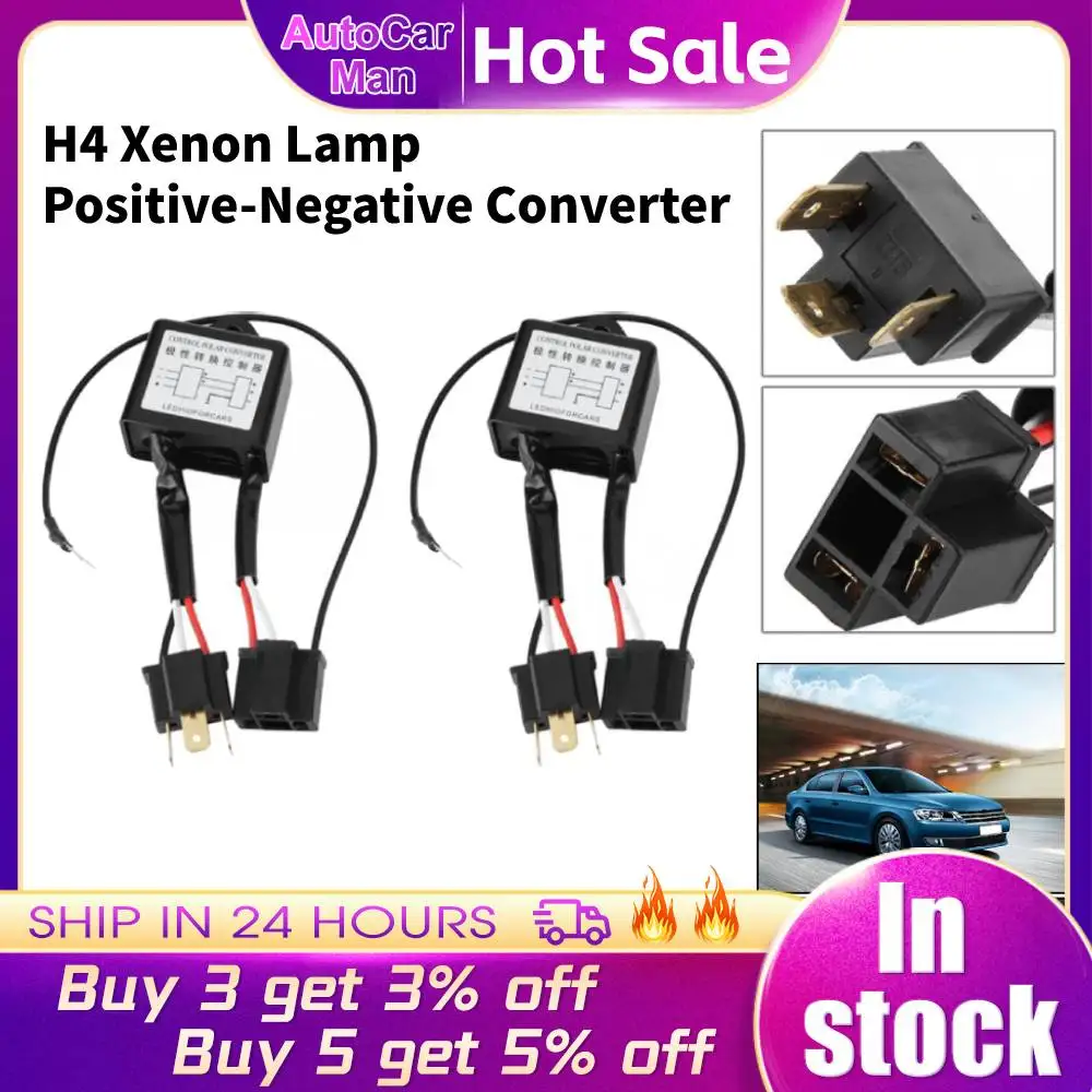 2X H4 LED Reversed Polarity Converter Positive Negative Switch Harness ...