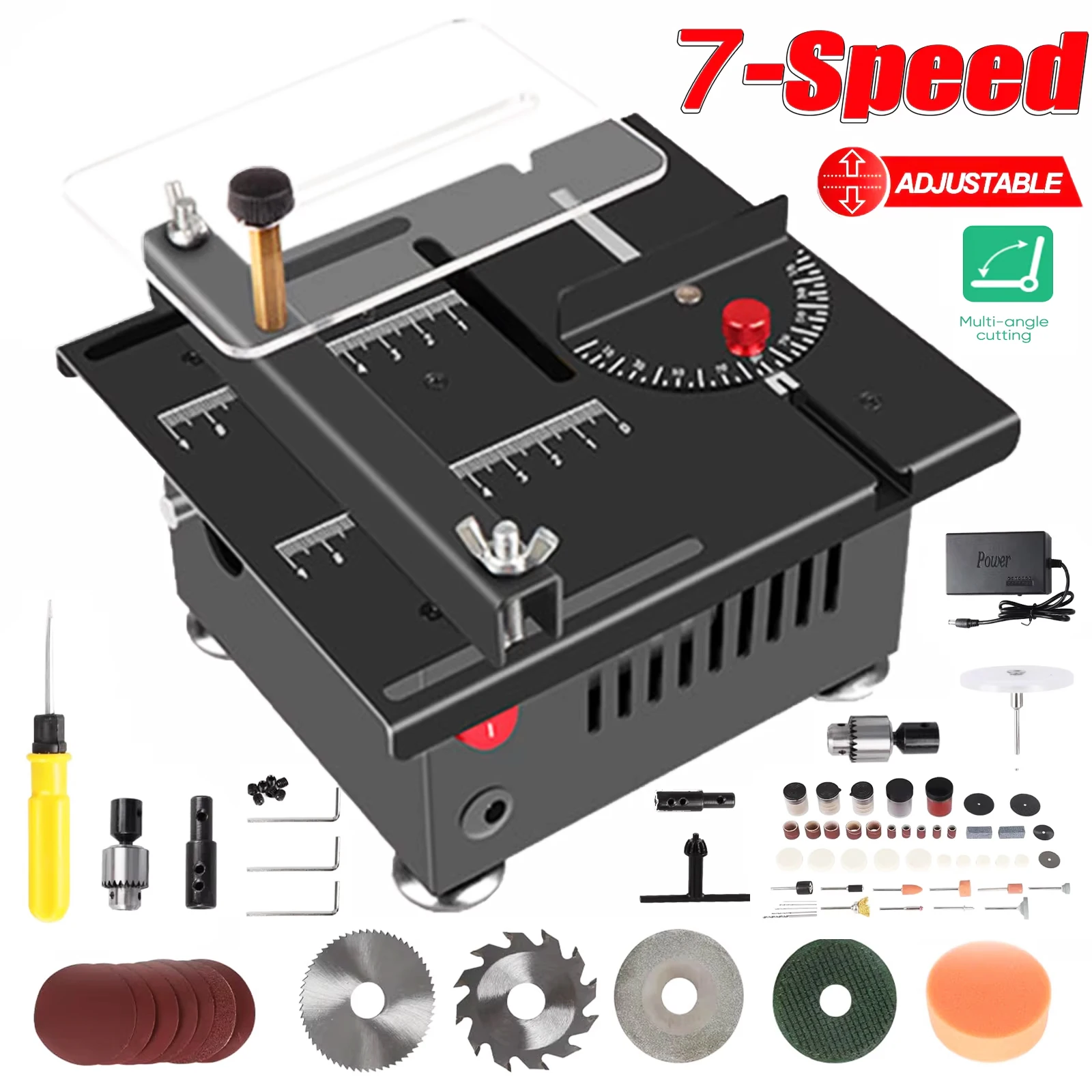 100W Multi-Functional Table Saw Mini Desktop Electric Saw Cutter Speed ...
