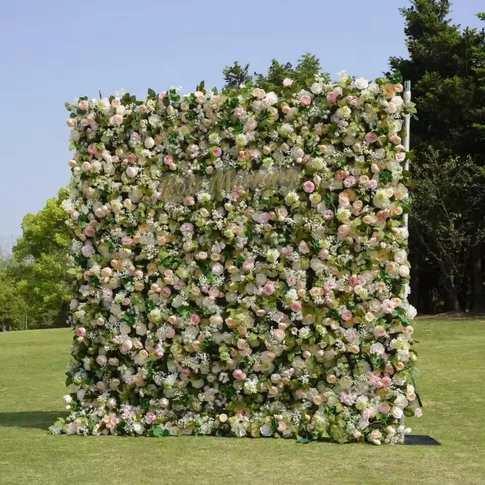 Pink Flower Wall Backdrop 70×78 Inch 3D Silk Rose Flower Panel for ...