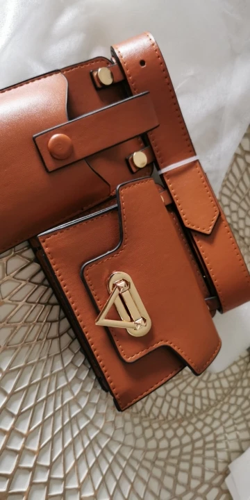 Multiple Pockets Leather Adjustable Strap Compact Belt Bag - Mavigadget