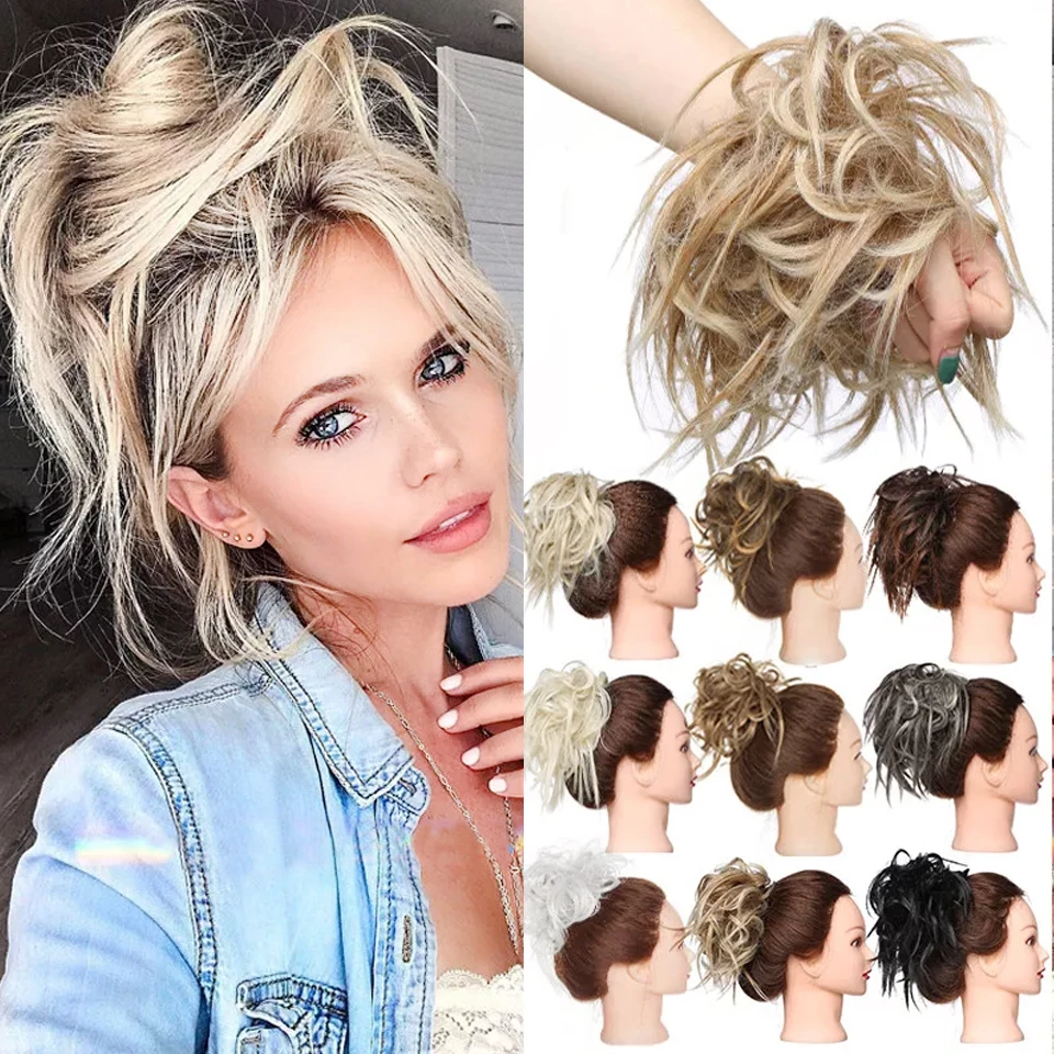 Synthetic Messy Hair Bun Chignon Fake Hair Women Elastic Hair ...