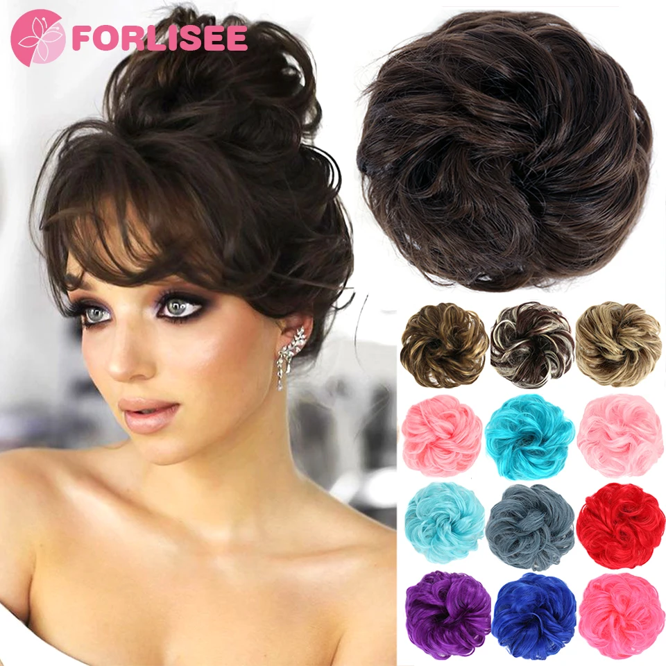 FORLISEE-Synthetic-Hair-Bun-Chignon-Messy-Curly-Hair-Band-Elastic-Scrunchy-False-Hair-Pieces-For ...