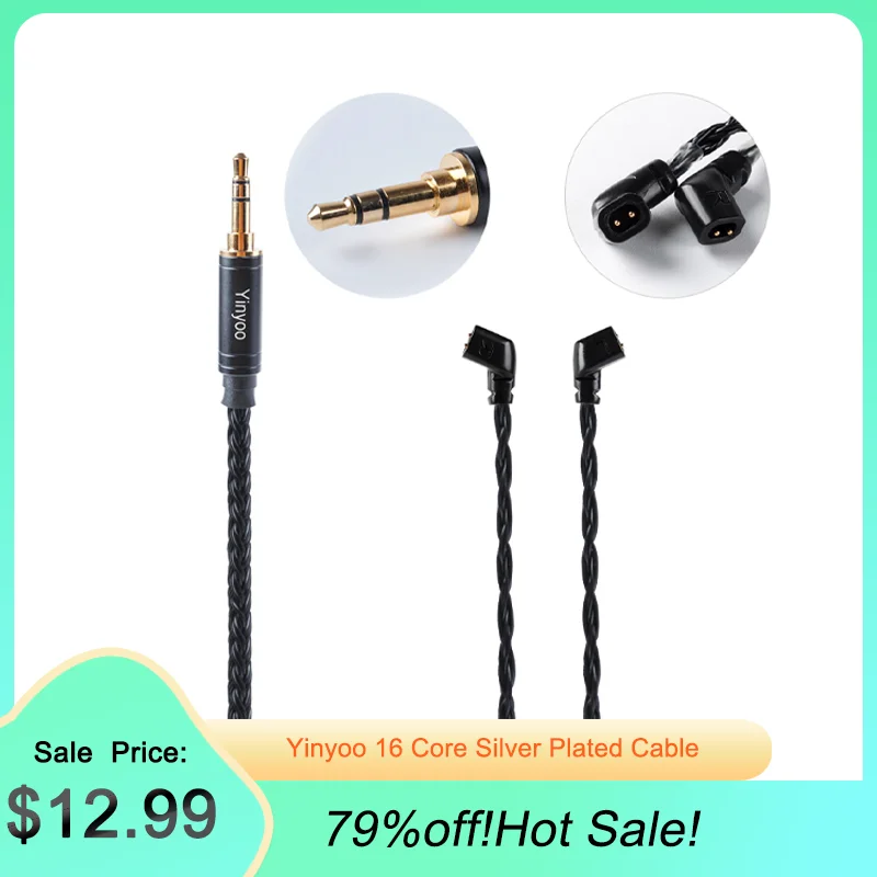 Yinyoo 은도금 평형 케이블, KZ ASX ZAX ZSX BLON BL-01 BL-03 CCA CA16 용, MMCX, 2 핀, QDC, 16 코어, 2.5mm, 3 ...