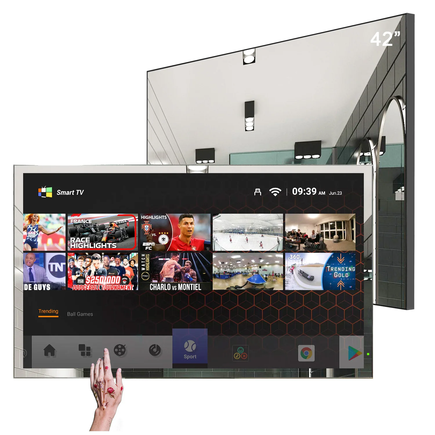 Souria 42 inch 4K UHD Screen Mirror TV Full Touchscreen Waterproof for ...