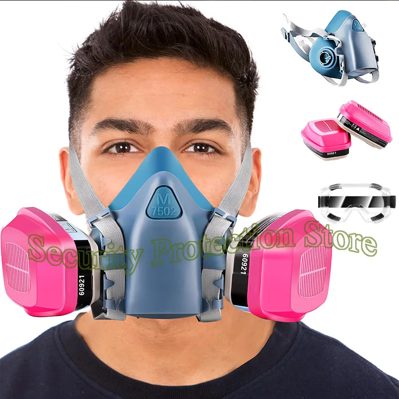 7502 Respirator Mask with OV/P100 60921 P100 Cartridge/Filter & Safety ...
