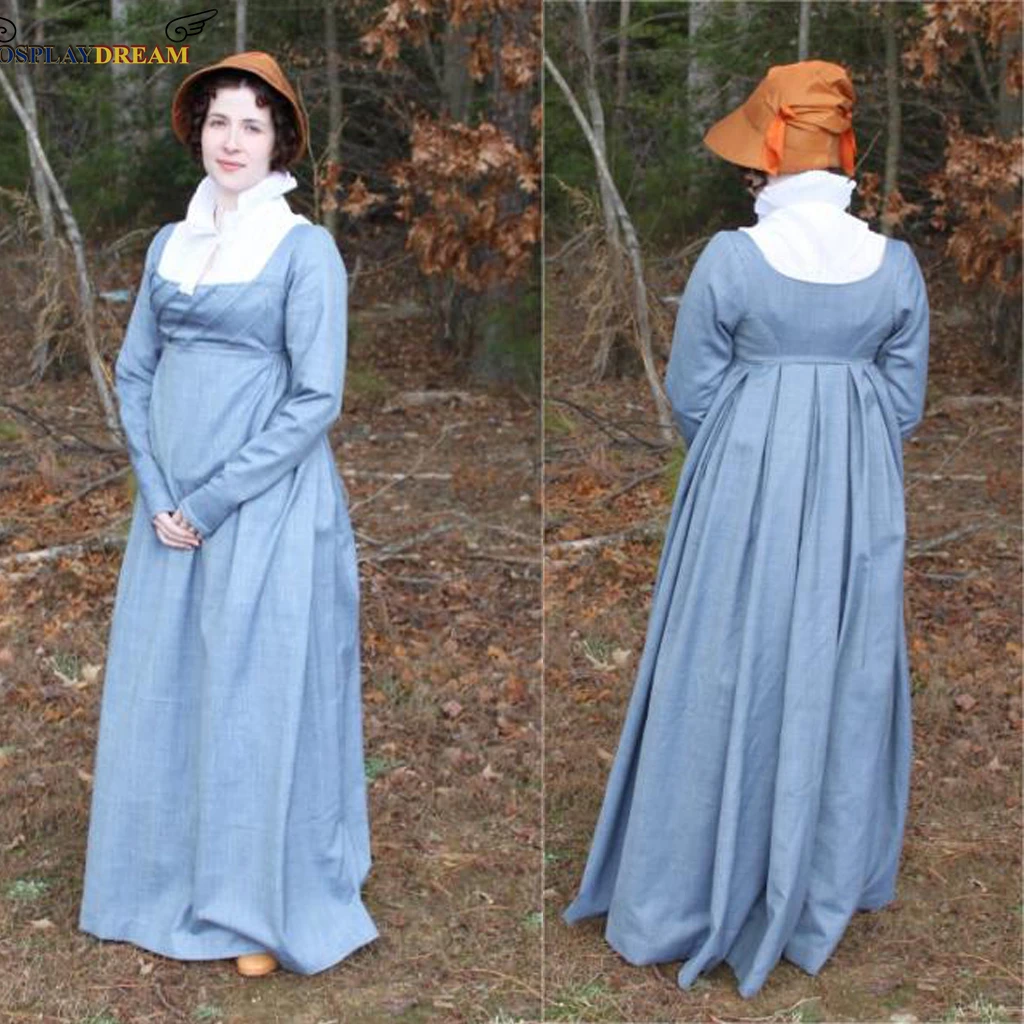 Jane-Austen-Blue-And-White-Dress-Pride-and-Prejudicev-Regency-Dress ...