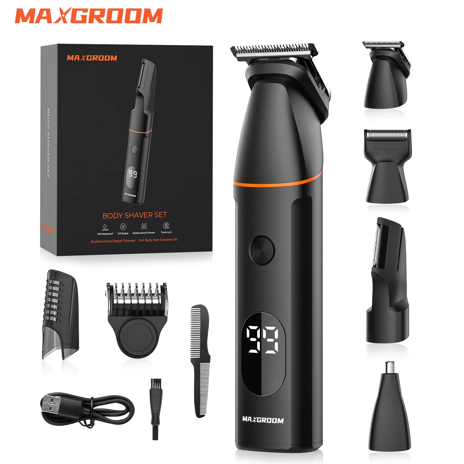 MAXGROOM-4-in-1-Body-Hair-Trimmer-Kit-for-Men-Pubic-Shaver-Hair-Nose ...