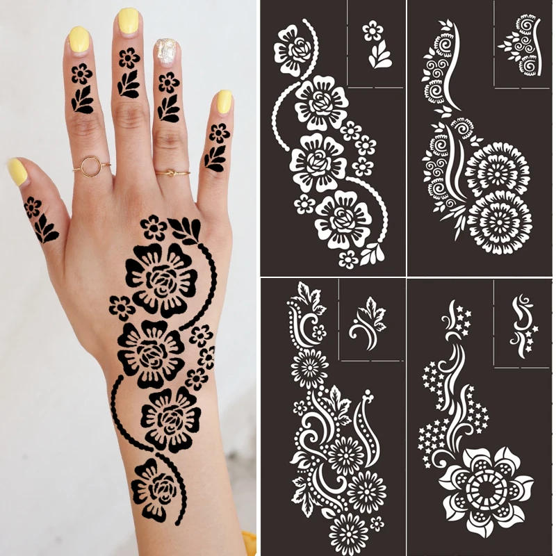 Simple Henna Flower Stencil