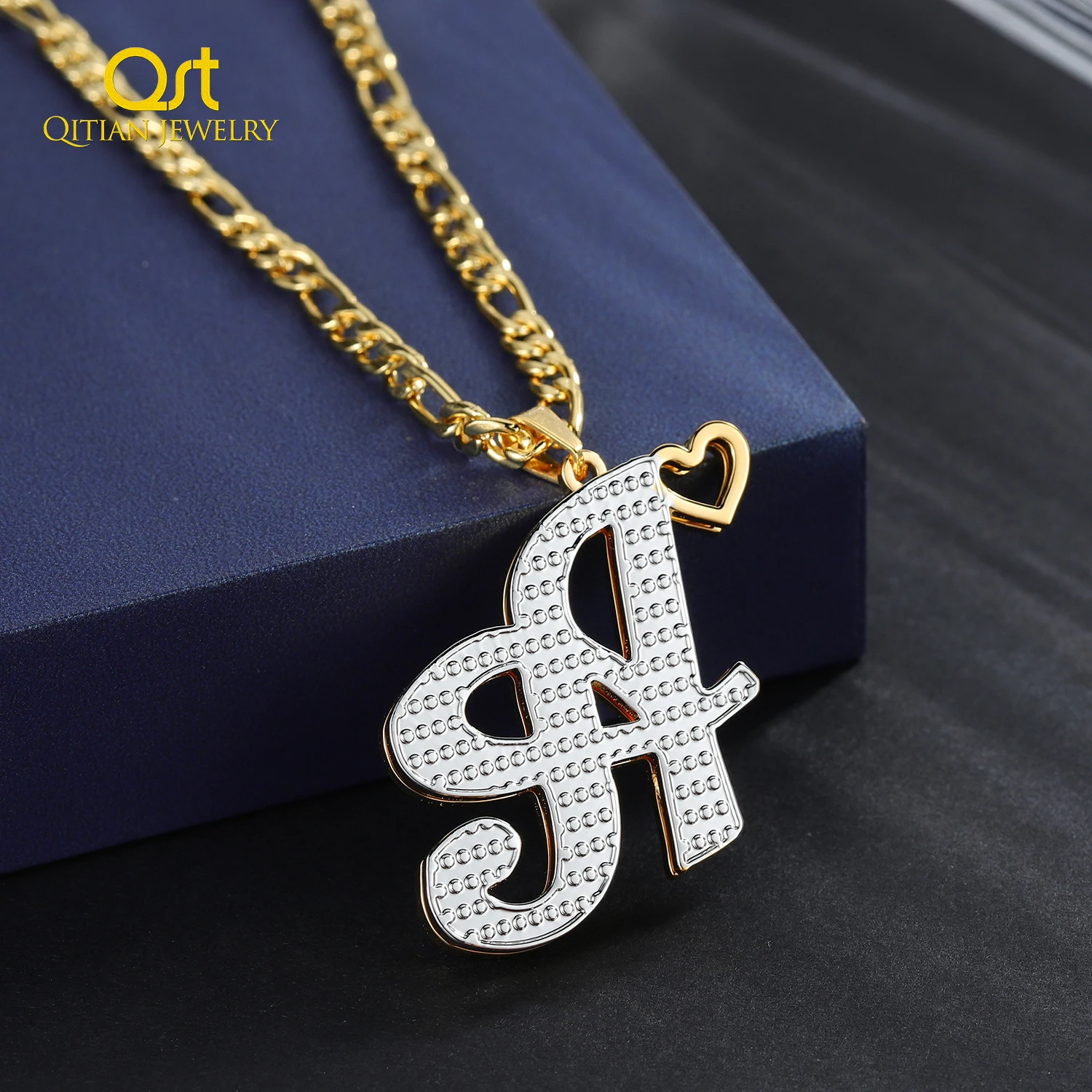 Two-Tone-initial-Letter-Necklace-For-Women-Personalized-Double-Plated ...