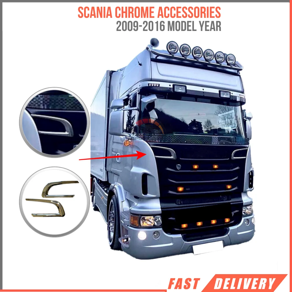 Chrome-Grill-Trim-Exterior-Access-For-Scania-Trucks-Scania-R-G-Series ...