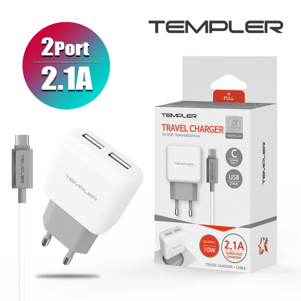 Templer-2-1A-2-Port-home-charger-with-type-C-cable-2-ball-charger ...