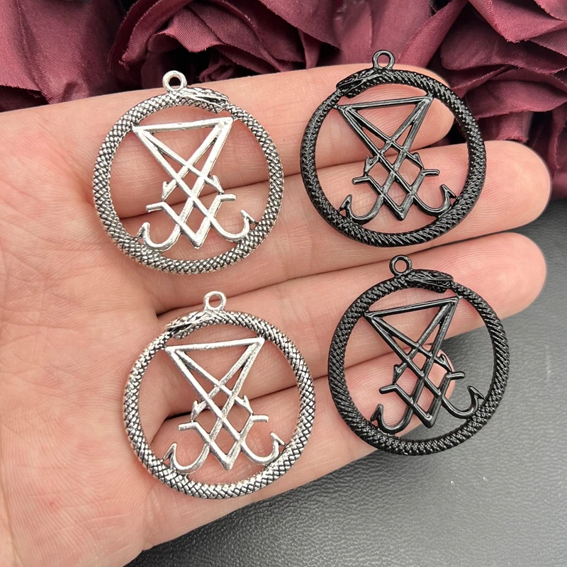 4pcs-35-37mm-Lucifer-Sigil-Pendants-Ouroboros-Pendant-Satan-Charm ...