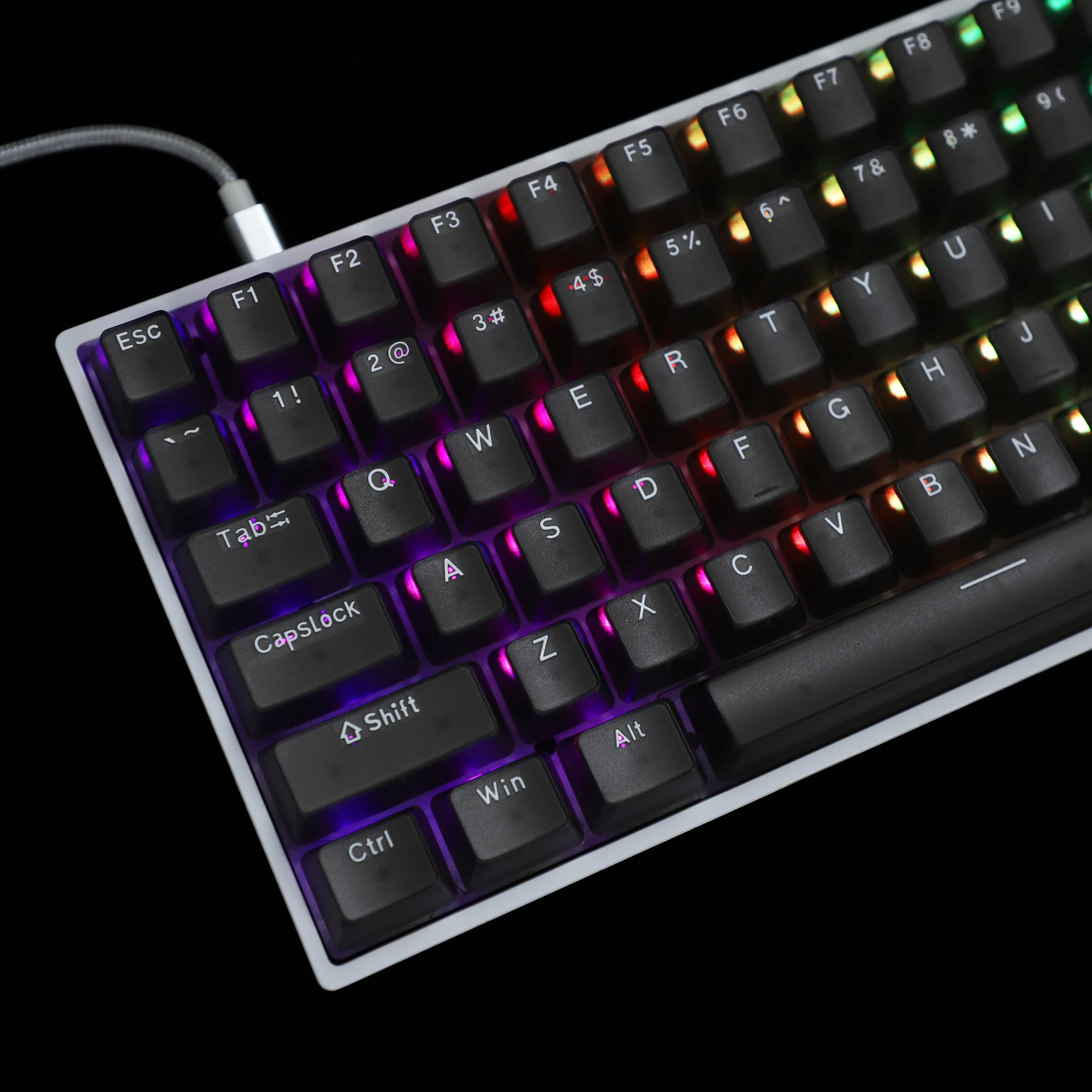 132 Keys Pbt Ansi Iso Fog Black Oem Profile Double Shot Shine Through ...