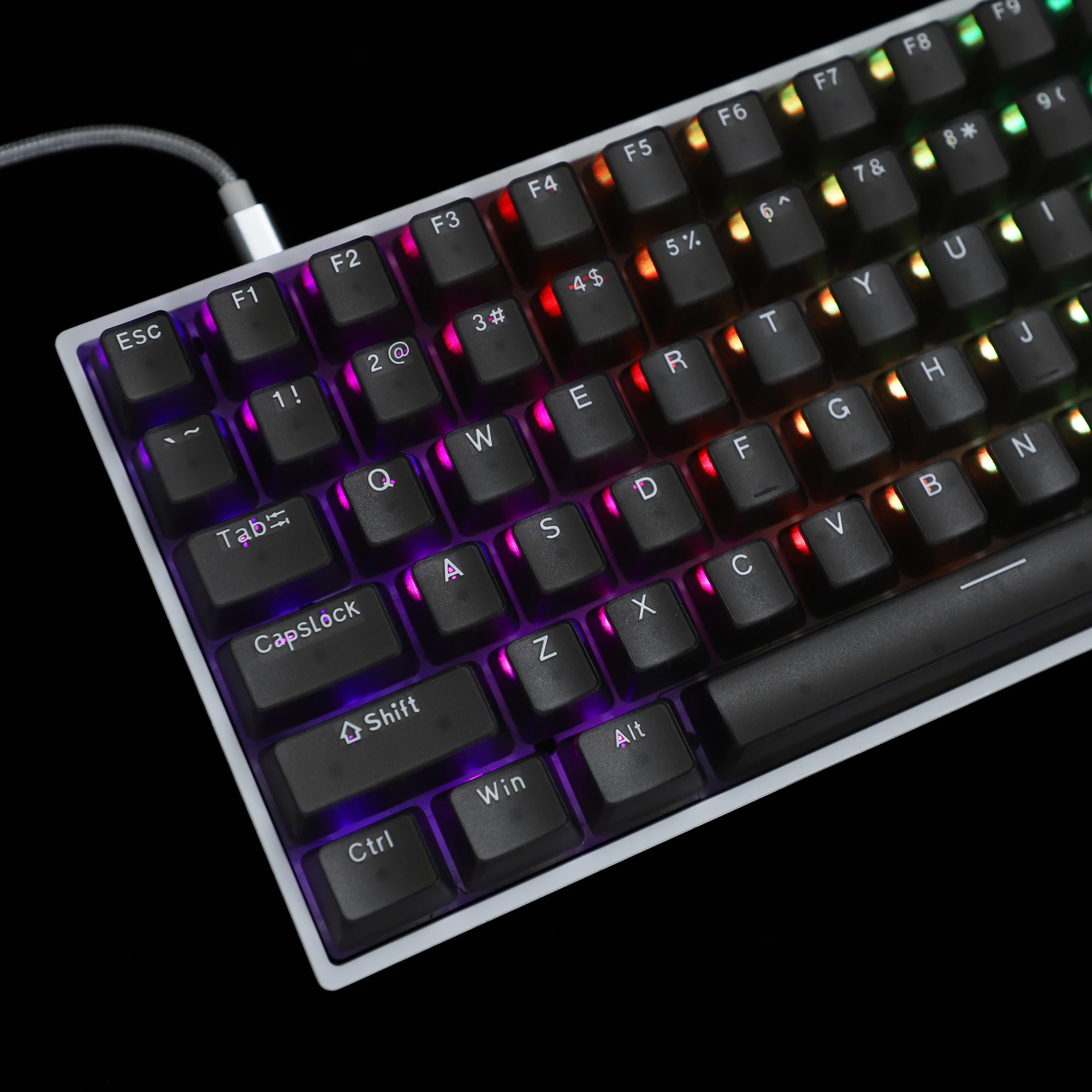 132 Keys Pbt Ansi Iso Fog Black Oem Profile Double Shot Shine Through ...