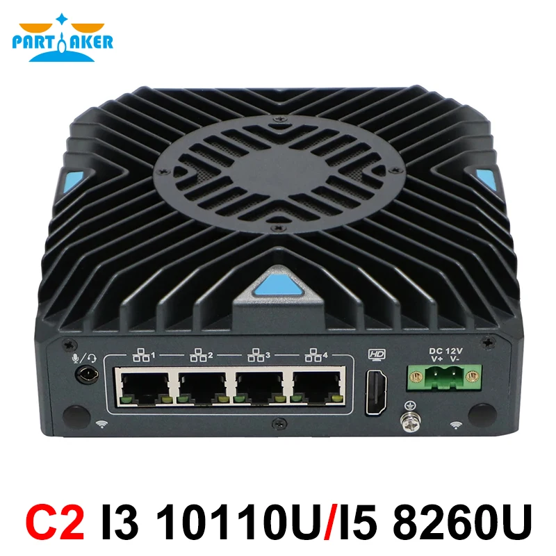 Partaker-Fanless-Mini-PC-4-LAN-Intel-Core-I3-10110U-I5-8260U-TPM2-0 ...