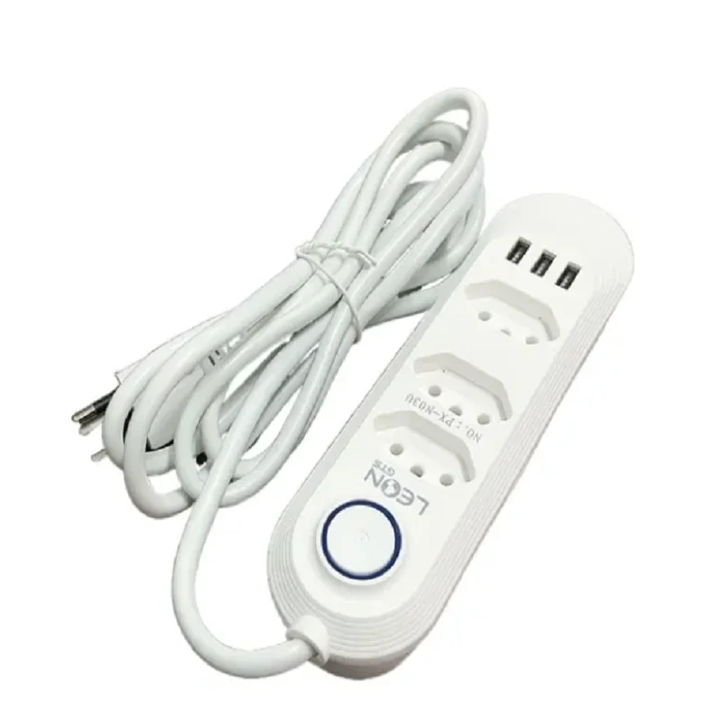 Filtro Linha 3 Tomadas 3 Usb 10a Extensão Elétrica Bivolt 2m