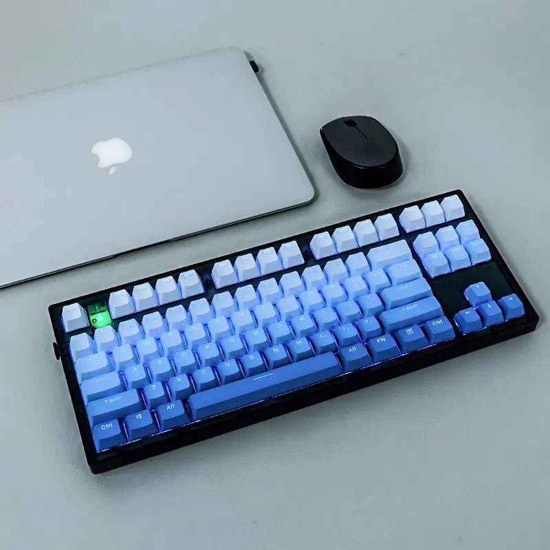 134-Keys-Fog-Blue-Gradient-Keycaps-OEM-Profile-Backlit-Transparent ...