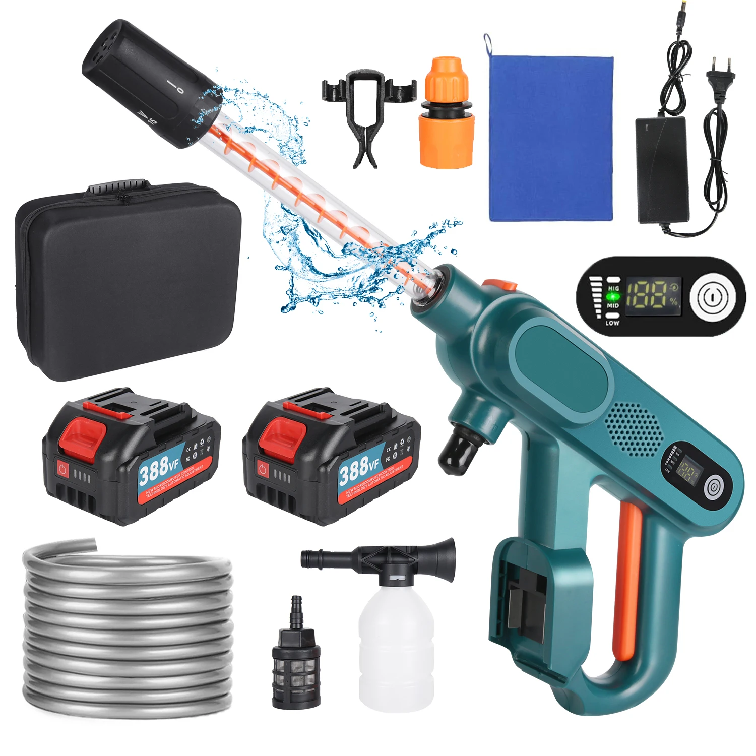 5 IN 1 Brushless High Pressure Car Washer Gun 3 Gear Electric Car ...