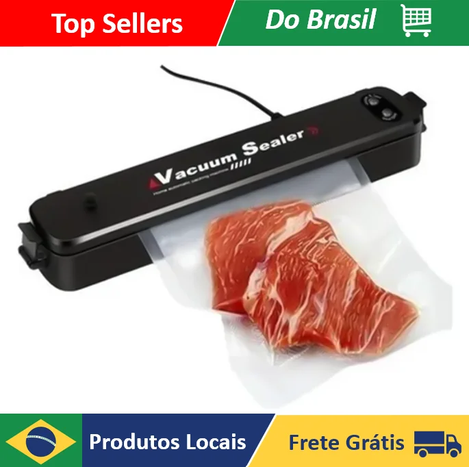 Máquina De Selar A Vácuo Alimentos Residencial Saco Plástico