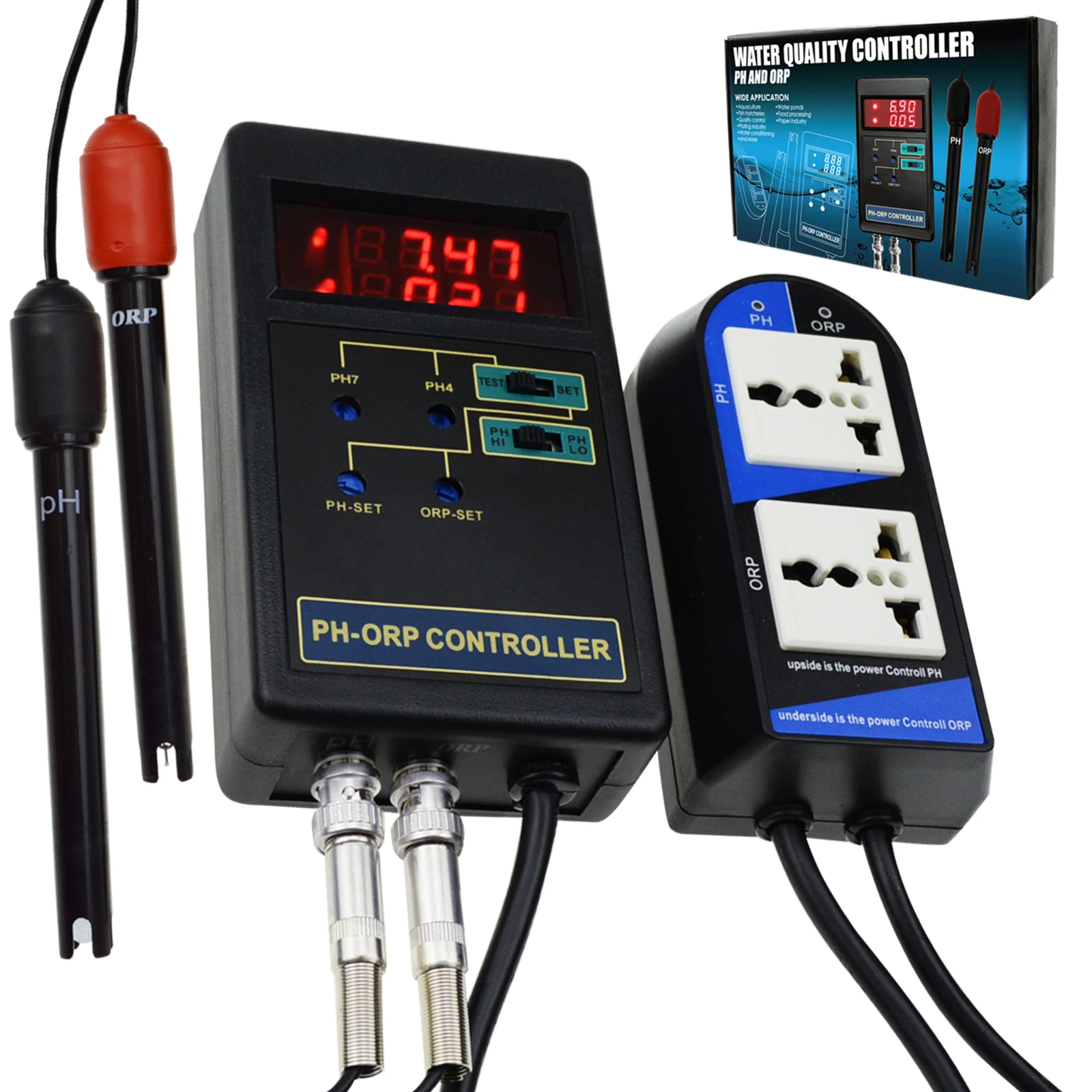 Digital-2in1-Water-Quality-PH-ORP-Controller-Monitor-BNC-Type-Replaceable-Electrode-Probe-Relay ...
