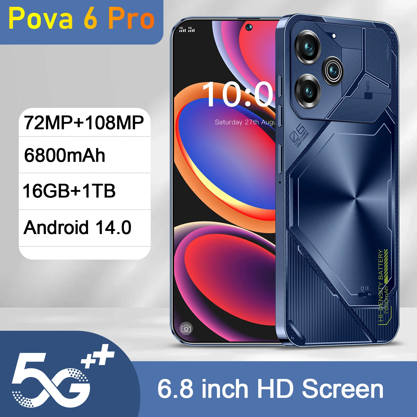Original-high-end-smart-phones-Pova-6-Pro-Smartphone-5G-6-8-inch-16-1TB ...