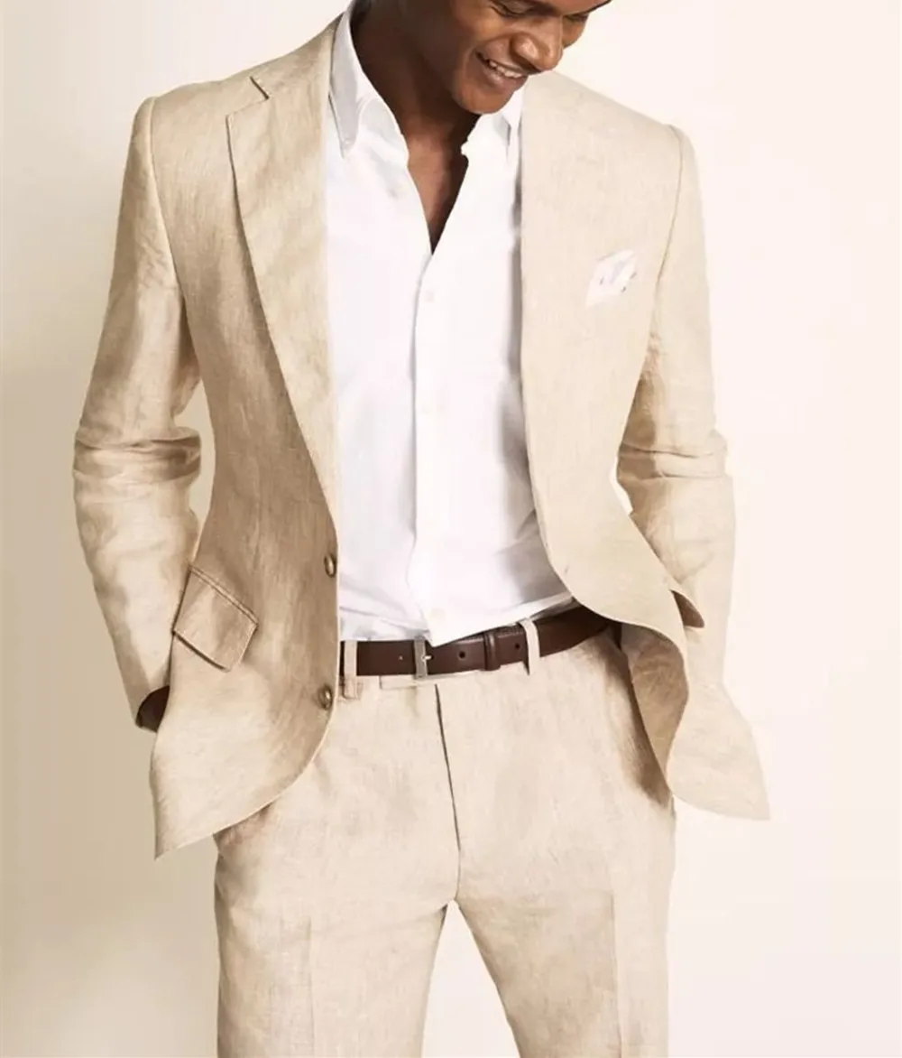 Trajes-de-boda-Beige-de-lino-para-hombre-traje-de-cena-de-verano-ropa ...
