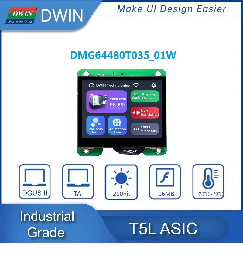 Dwin 3.5 Inch 640*480 Pixels Resolution Industrial Grade Hmi Ips-tft-lcd Ttl/rs232 Uart Serial ...