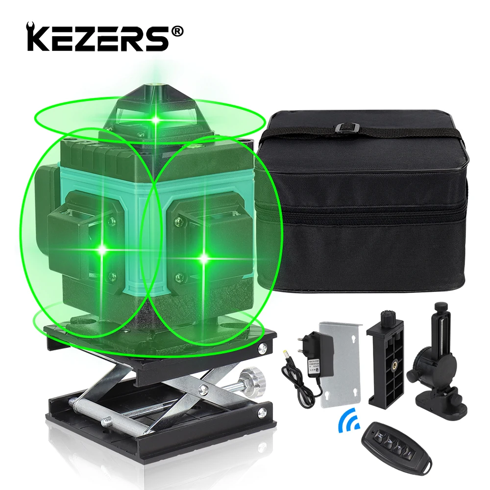 KEZERS 4D 16 Lines Green Laser Level 360 лазерный уровень nivel láser ...
