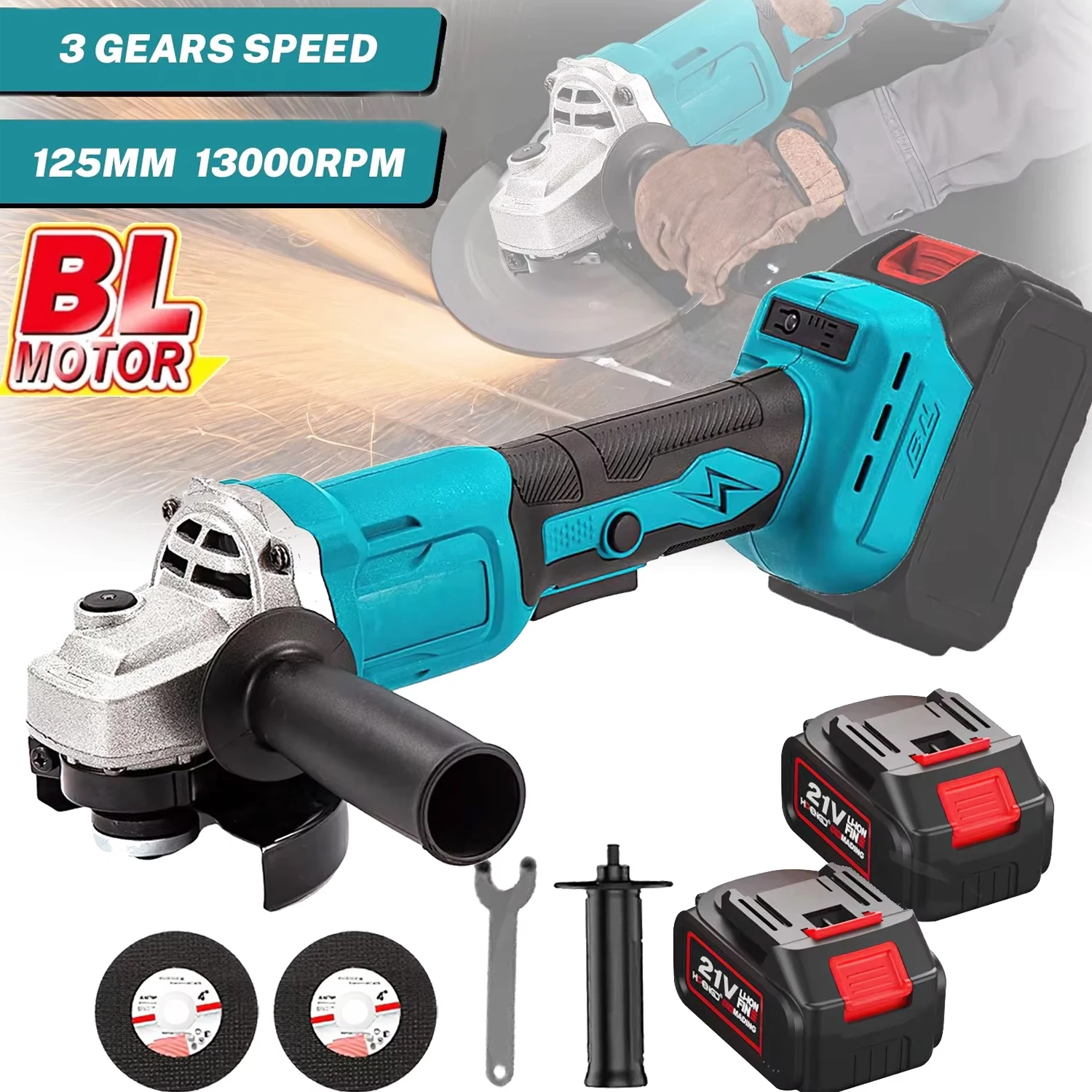 Makita – meuleuse d'angle électrique sans fil, 125MM, 3 vitesses ...