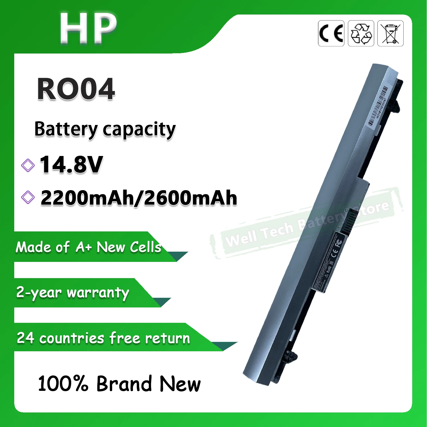 14.8V 2200mAh RO04 Laptop Battery for HP ProBook 430,430 G3,440,440 G3 ...