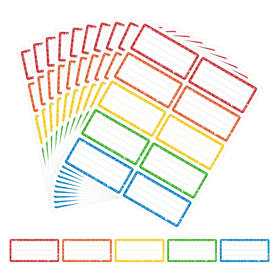 100PCS Colorful Name Tag Stickers – Writable Self-Adhesive Labels in 5 ...