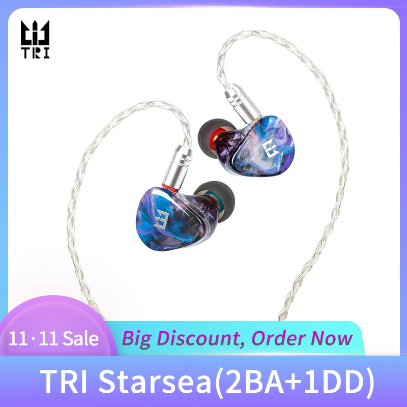 Tri Starsea 2ba+1dd Driver Unit Hifi In Ear Monitor Earphone Sports ...