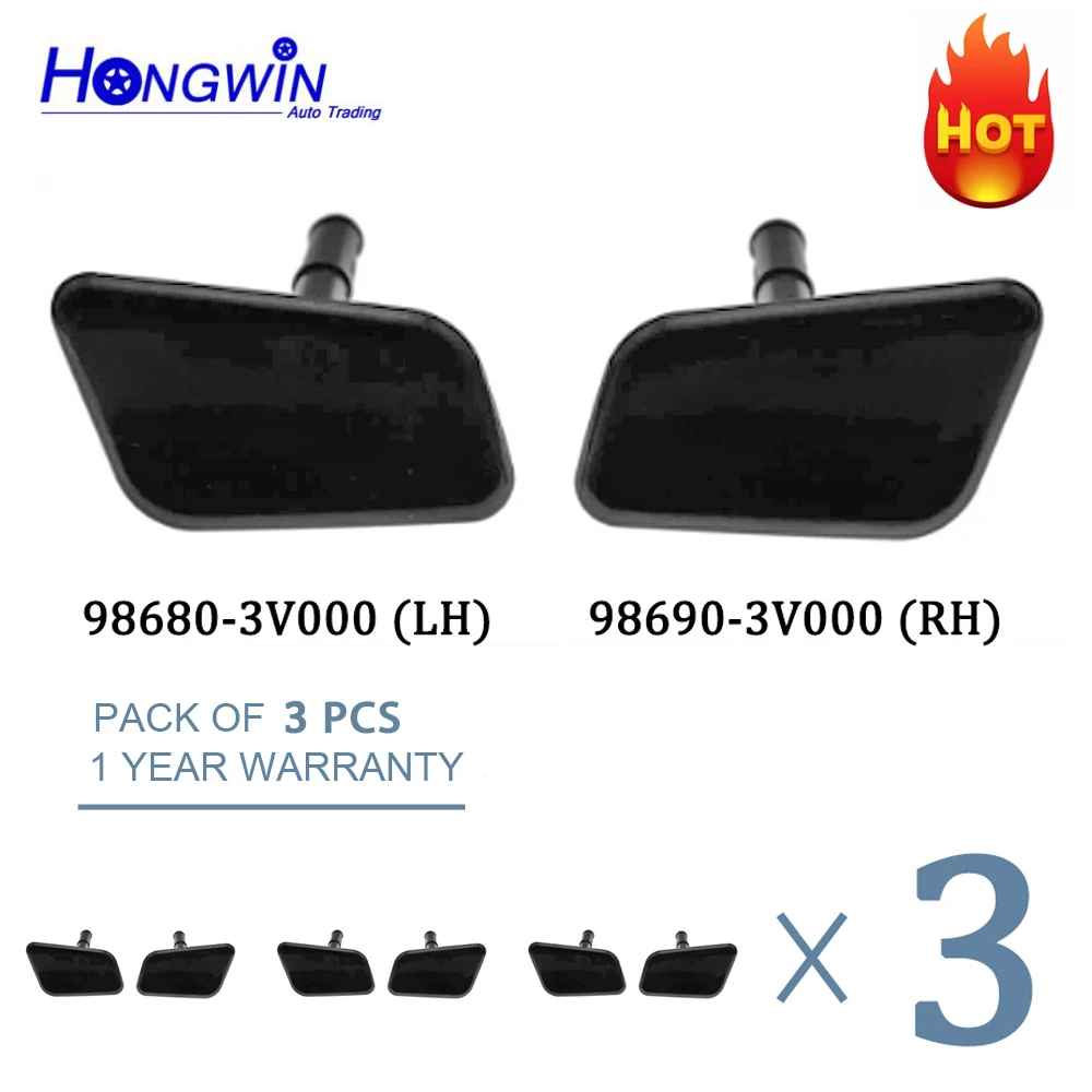 현대 i40 Azera Grandeur HG 2011 2012 2013 2014 2015 98680 3V000 용 헤드 램프 헤드라이트 워셔 스프레이 노즐 커버 캡, 3 ...