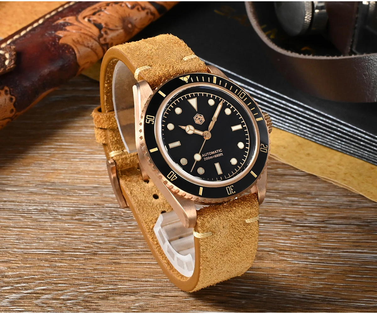 Мужские Роскошные часы San Martin, 38 мм, винтажные, 6200 CuSn8 ...