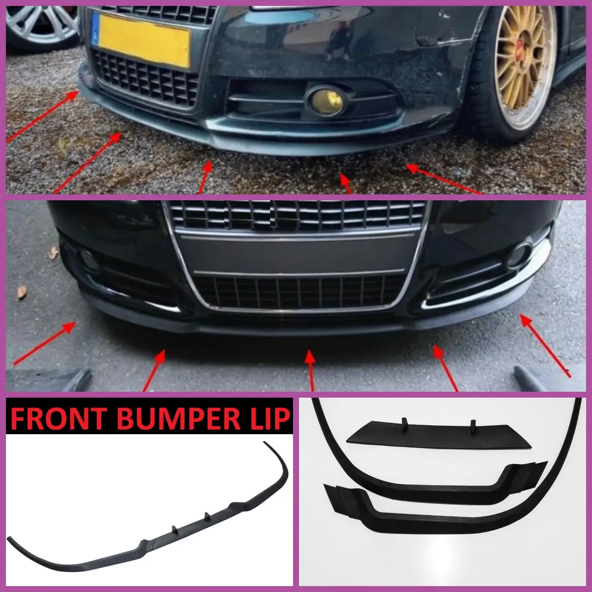 For-Audi-A4-B7-S4-RS4-CUPRA-R-FRONT-SPOILER-BUMPER-LIP-Euro-Spoiler-Lip ...