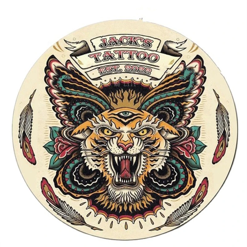 Traditional Tiger Head Tattoo Flash
