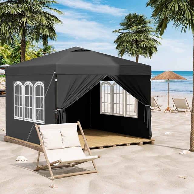 Klappgarten Pavillon 3x3m Pergola Party Zelt Barnum mit abnehmbaren Seitenwänden Fenster Trage ...