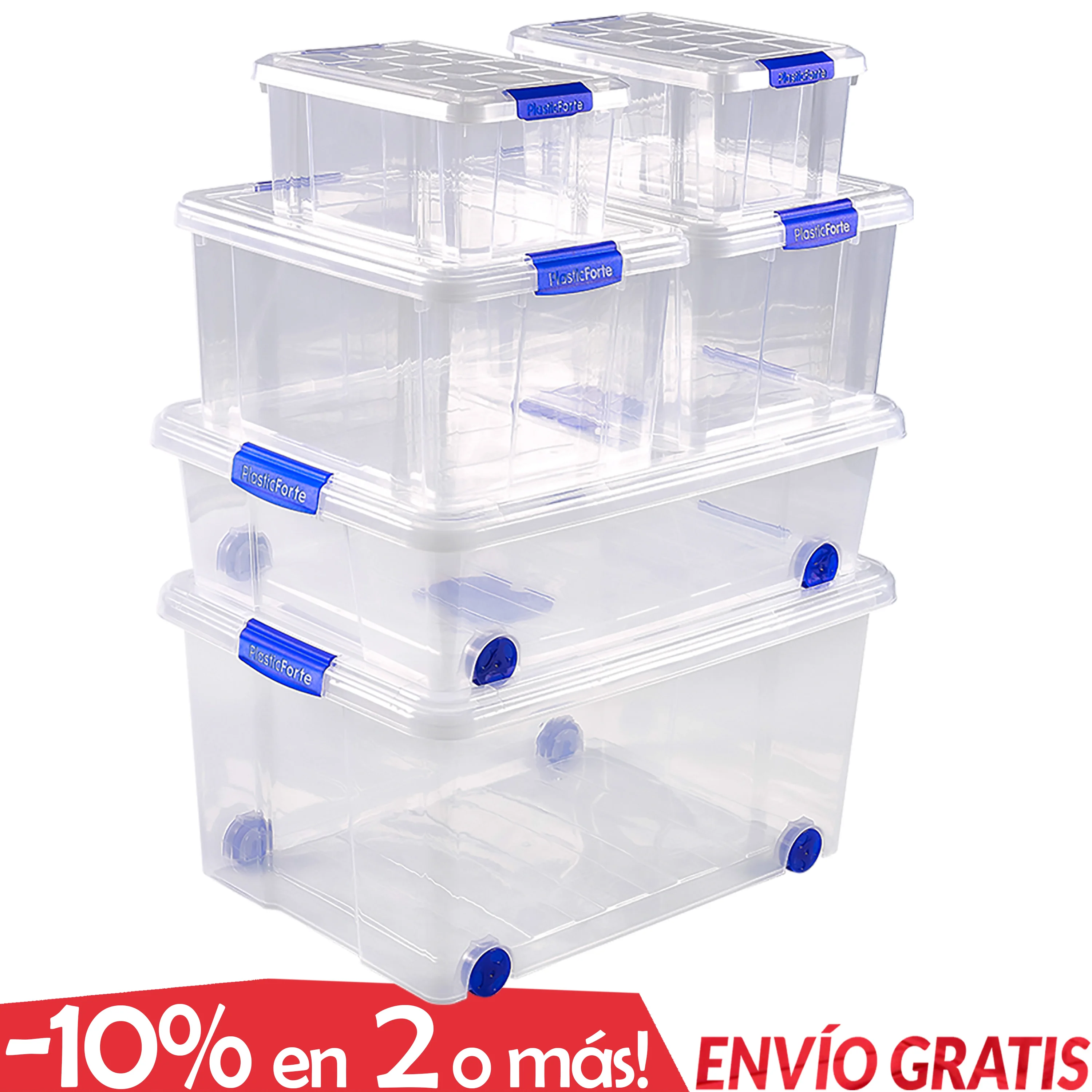 Caja de Plástico Almacenamiento Transparente con Ruedas Incluidas y ...