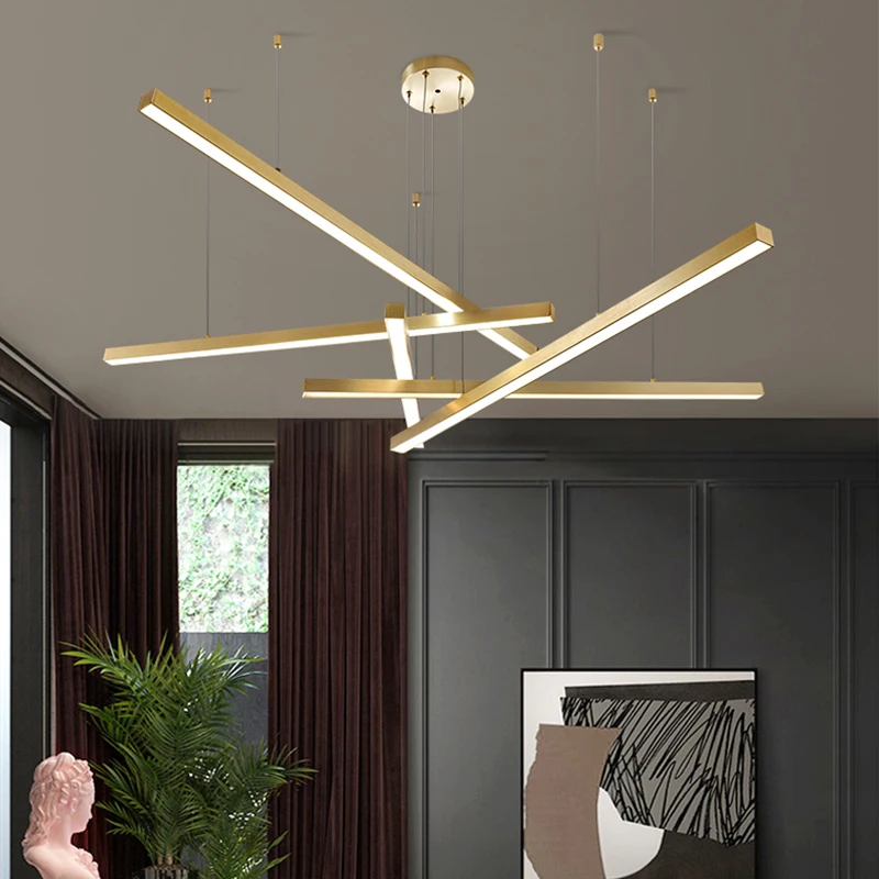 Candelabro LED de estilo Simple y moderno, lámpara colgante larga con ...