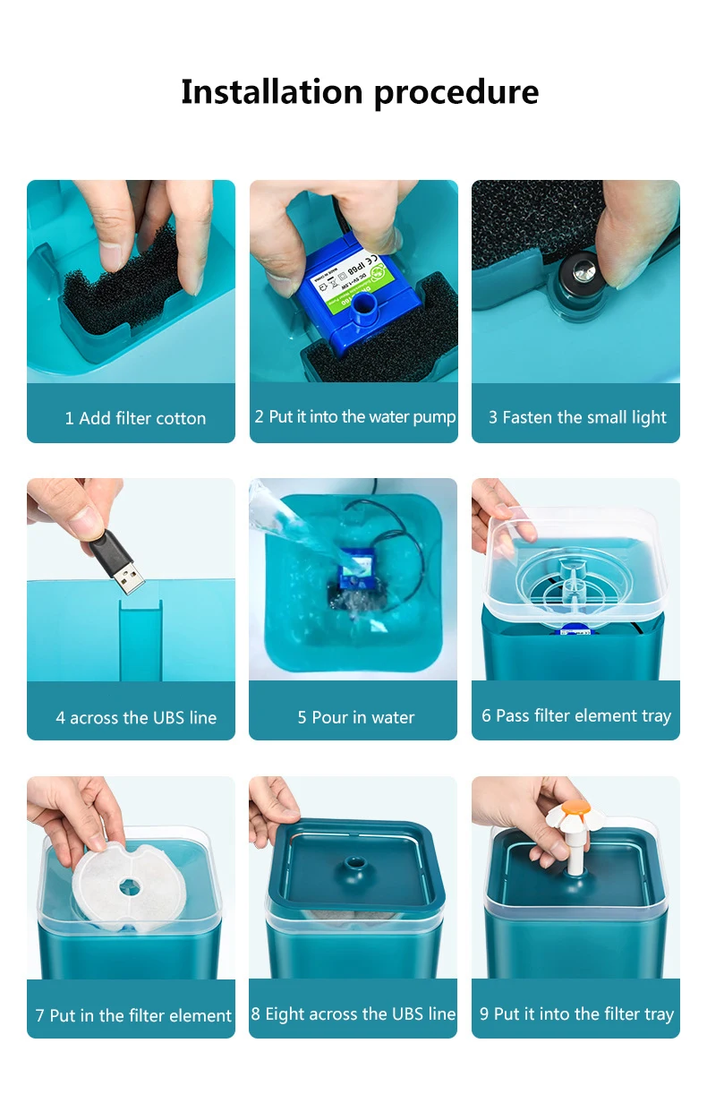 FONTAINE A EAU,Grey--Fontaine'eau automatique pour animaux de compagnie, avec filtres'éclairage ...