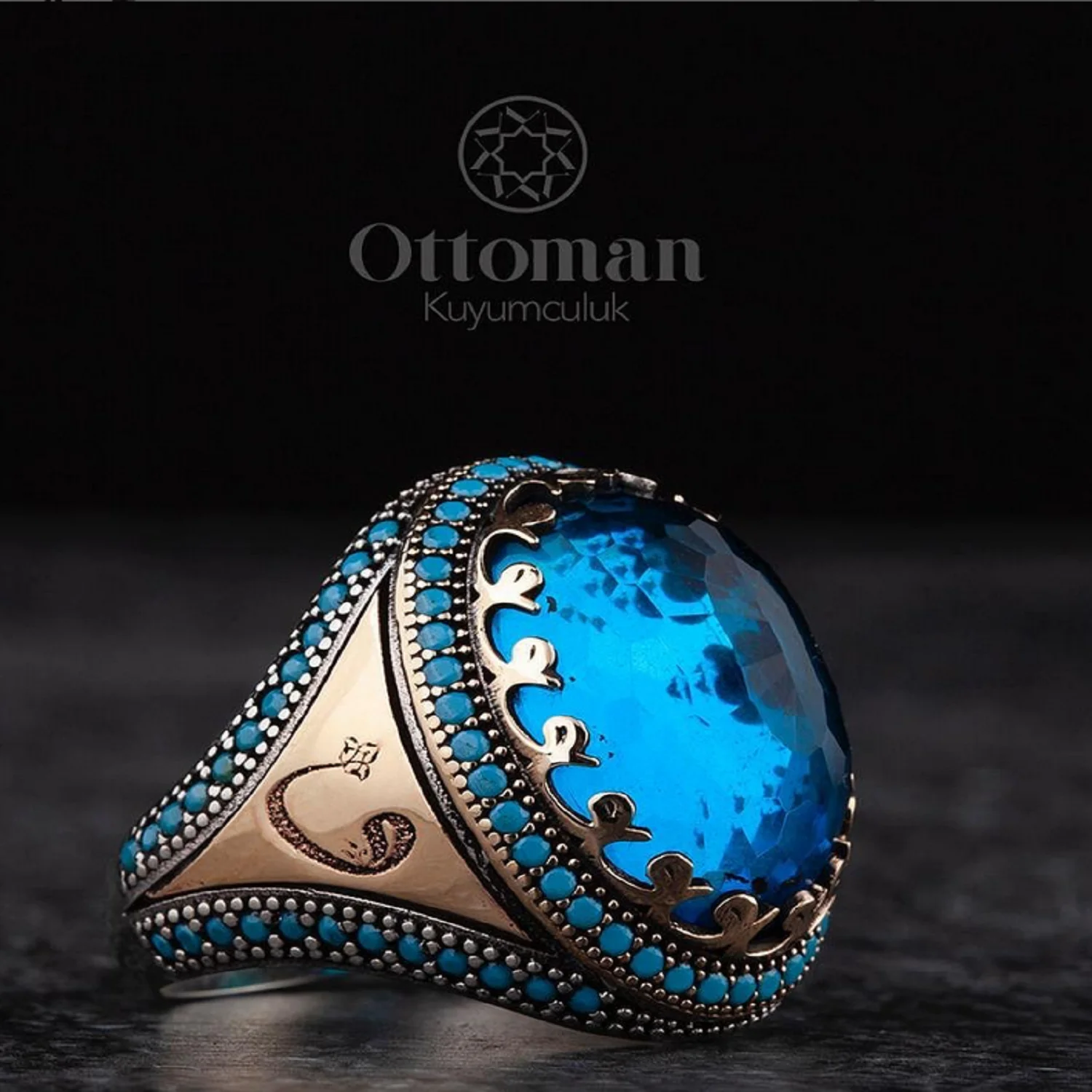 Otto Zrcon Stone Mens Ring 925 Silver Jewelry Male Band Ottoman Turkish ...