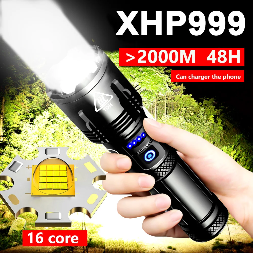 10000000LM-Most-Powerful-LED-Flashlight-XHP999-High-Power-Torch-Light-Rechargeable-Tactical ...
